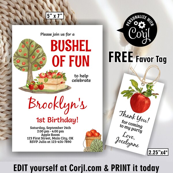 Bushel of Fun Birthday Invitation - Etsy