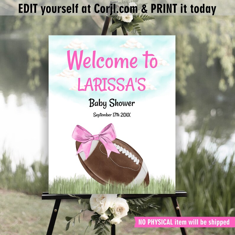 Football / It's a Girl / Tailgate / Baby Shower / Invitation / Instant ...