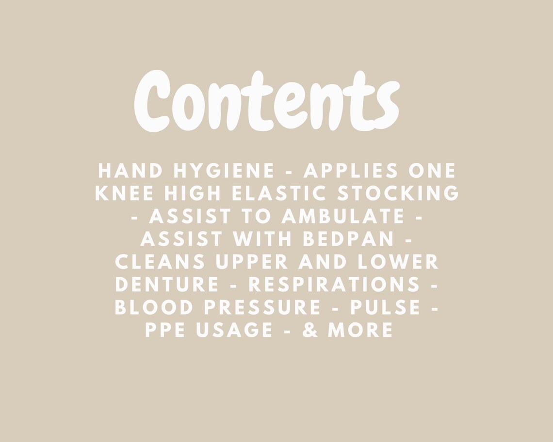 CNA Skills Test Study Guide - Etsy