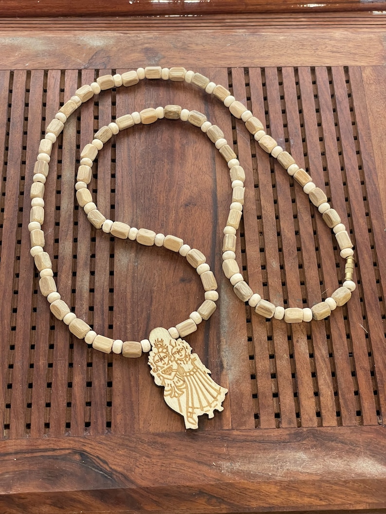 Tulsi Wood Necklace Kanthi Radha Krishna Tulsi Wood Pendant - Etsy