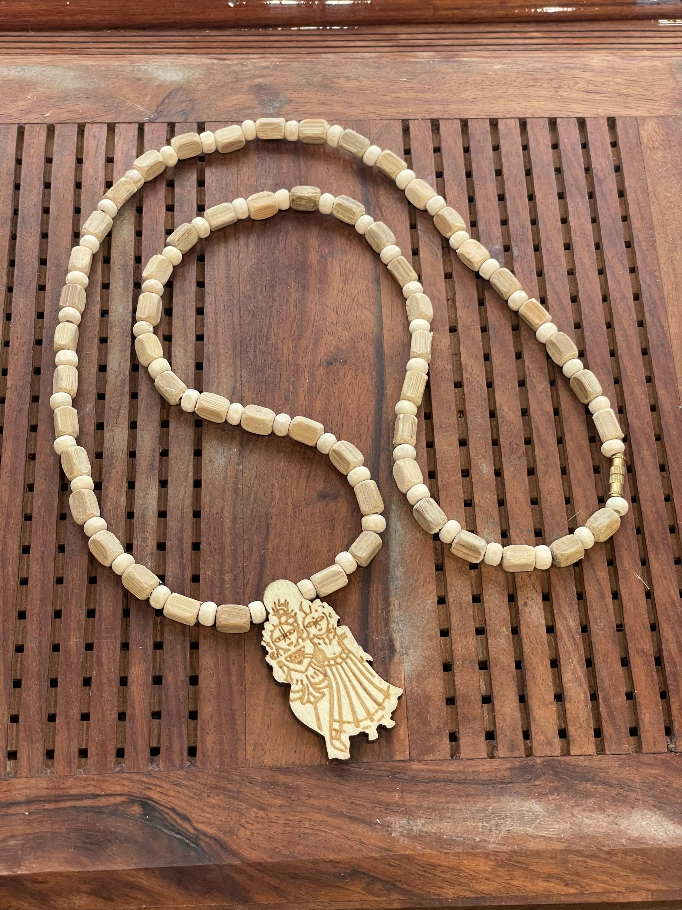 Tulsi Wood Necklace Kanthi Radha Krishna Tulsi Wood Pendant - Etsy