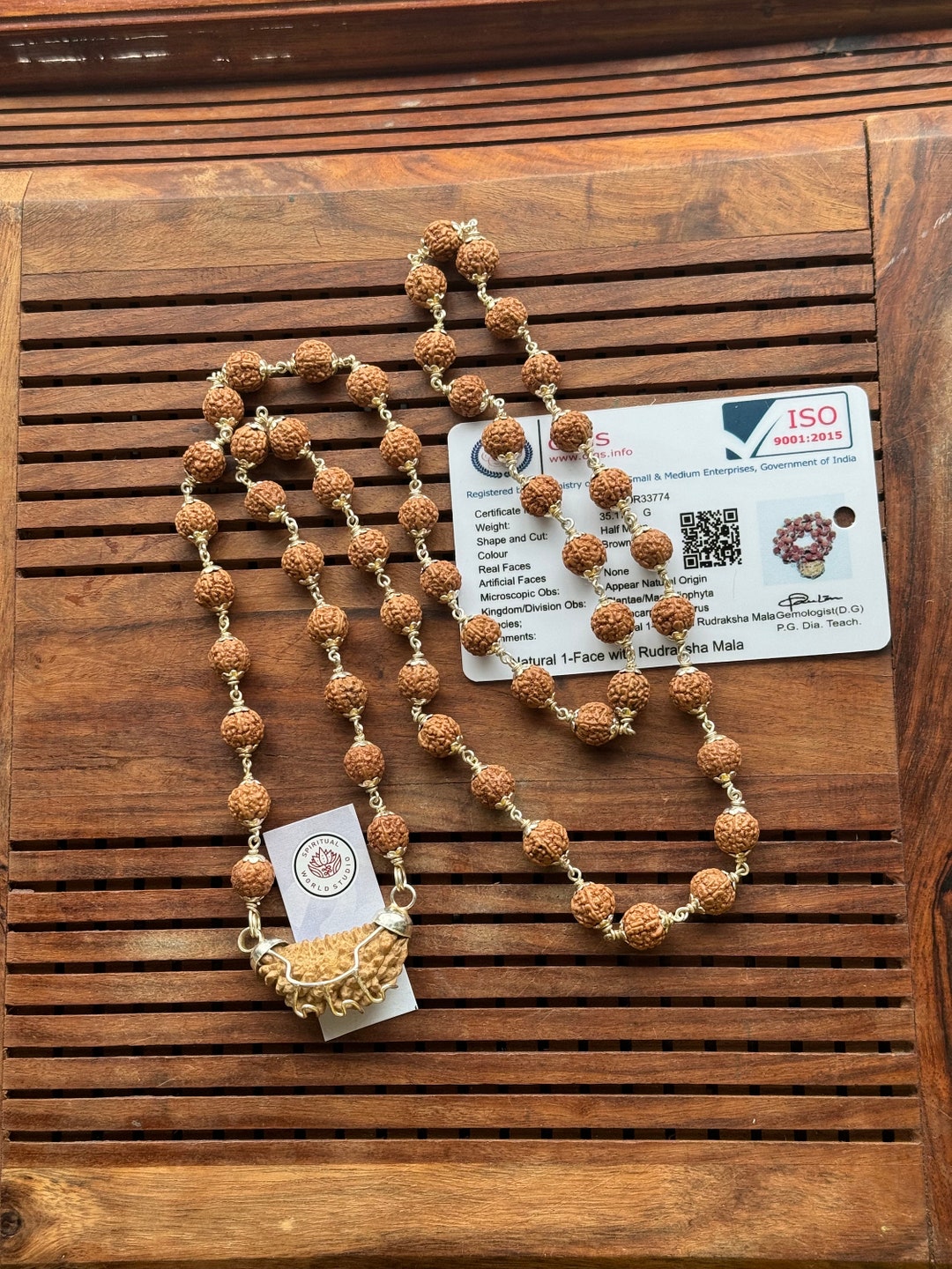 LAB Certified Pure Silver Rudraksha Mala 5 Mukhi Face With 1 Face ...