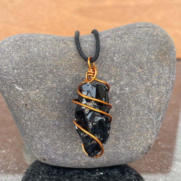 Copper and Black Obsidian Necklace - Etsy