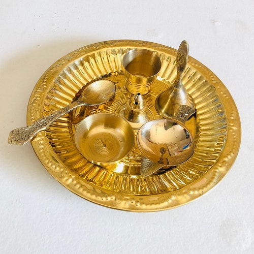 Brass Pooja Thali / Worship Tray / A Complete Ritual Prayers - Etsy