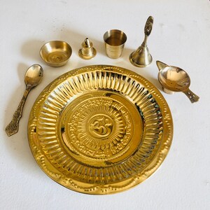 Brass Pooja Thali / Worship Tray / A Complete Ritual Prayers Offering ...