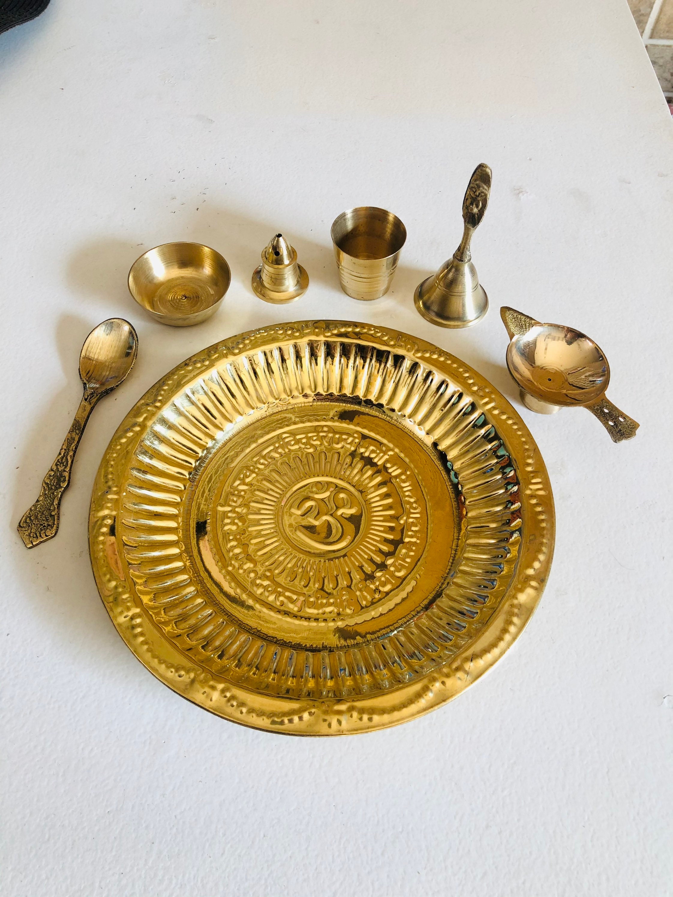Brass Pooja Thali / Worship Tray / A Complete Ritual Prayers - Etsy