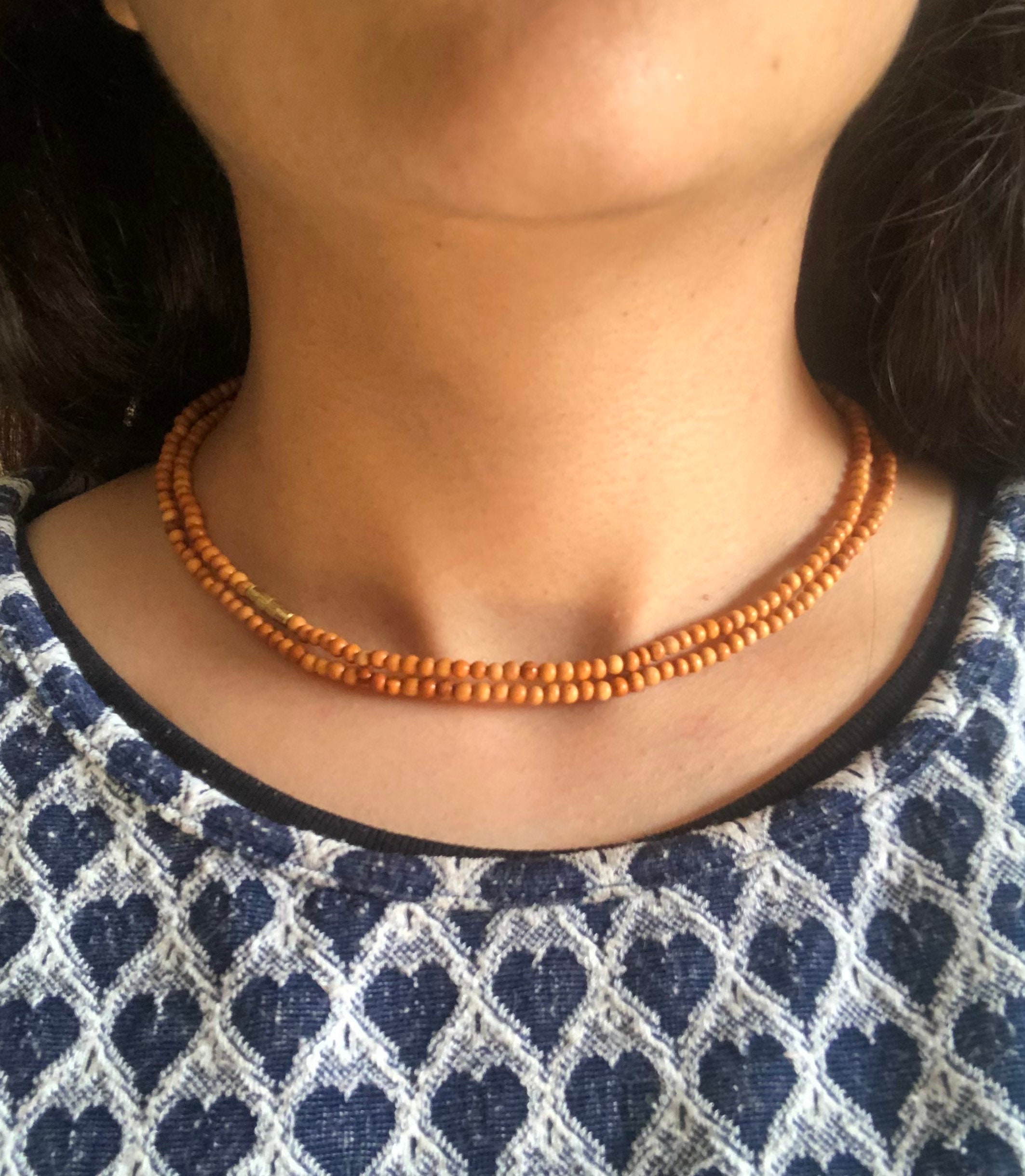 Neem Wood Mala Necklace • Handmade Ayurvedic Prayer Beads • Natural ...