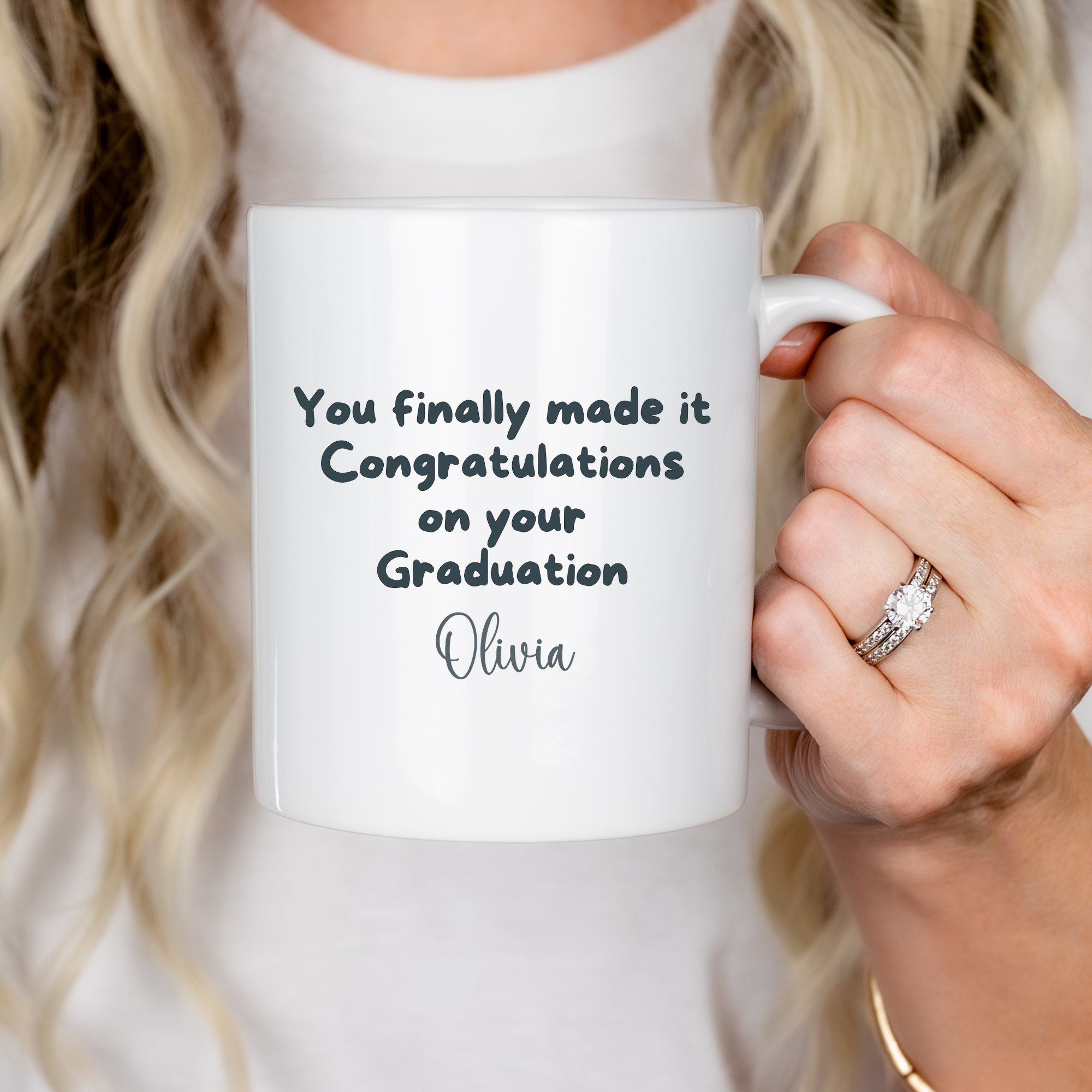 Personalized Graduation Mug, Finally, Personalized Message, Graduation ...