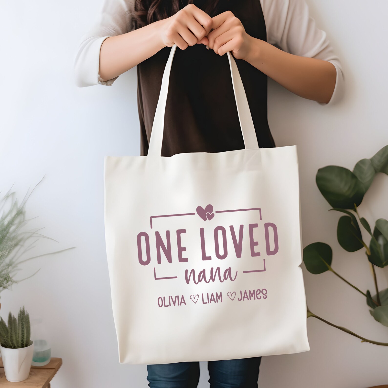 One Loved Nana Tote Bag, Personalized With Grandkids Names, Nana Gift ...