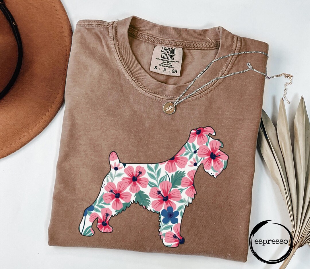 Floral Miniature Schnauzer Comfort Colors Shirt, Cute Schnauzer Lover ...