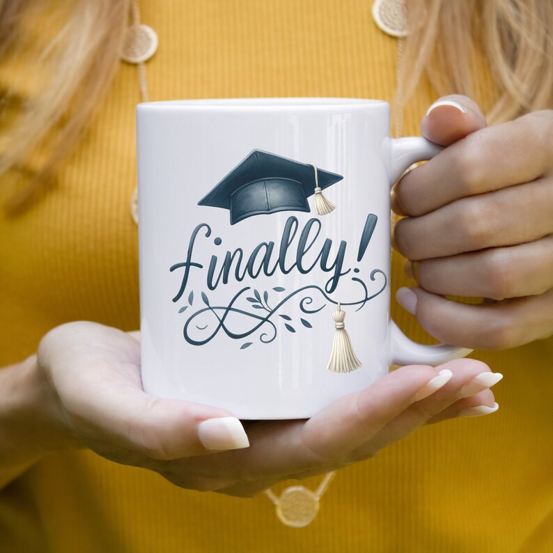 Personalized Graduation Mug, Finally, Personalized Message, Graduation ...