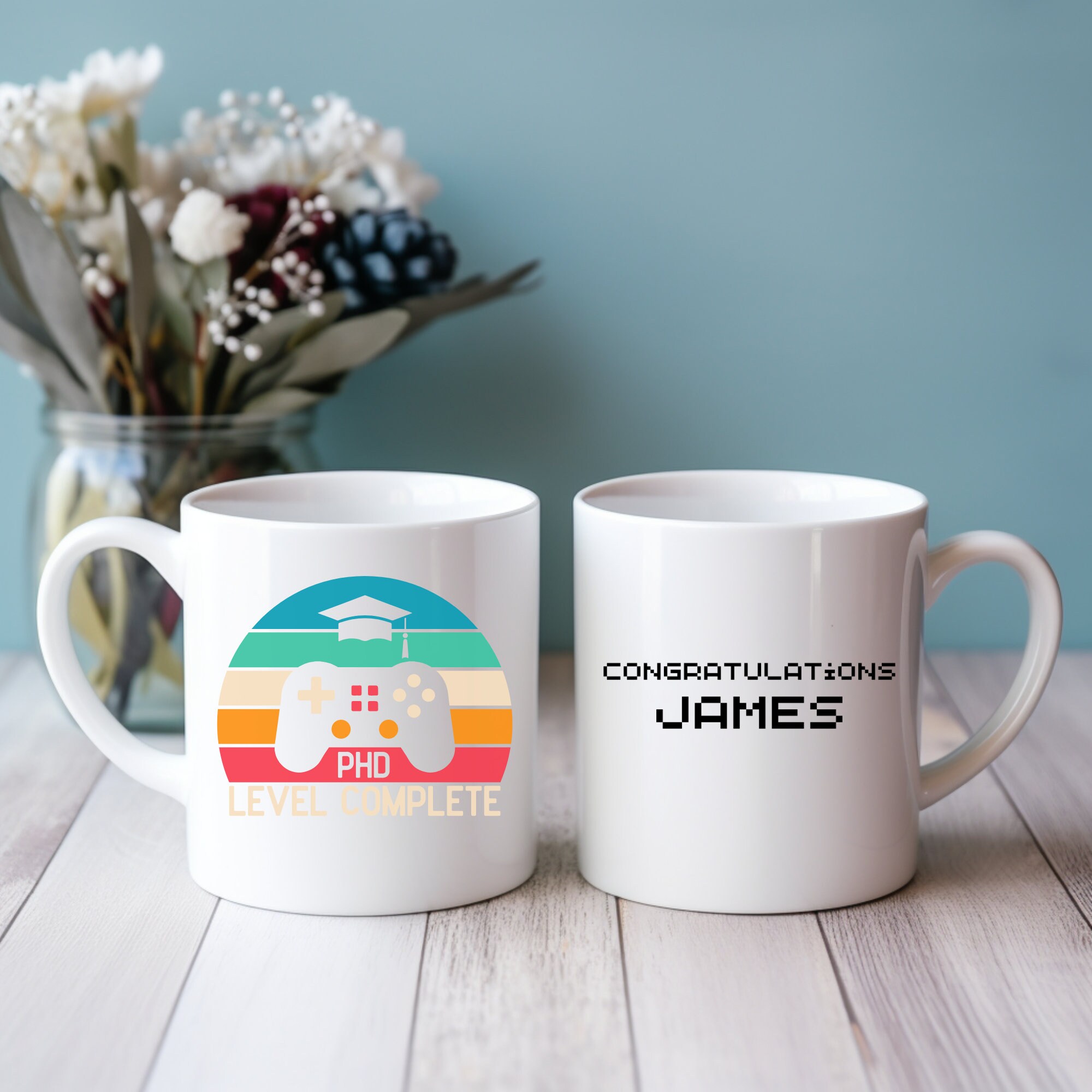 Custom Graduation Mug, PHD Level Complete, Gamer Mug, Graduation ...