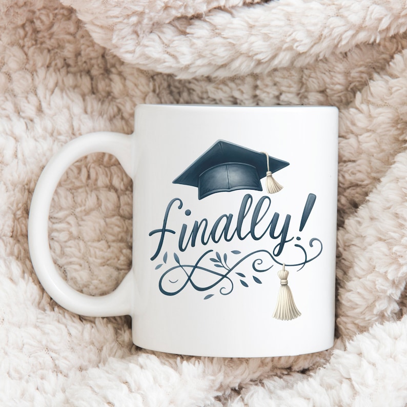 Personalized Graduation Mug, Finally, Personalized Message, Graduation ...