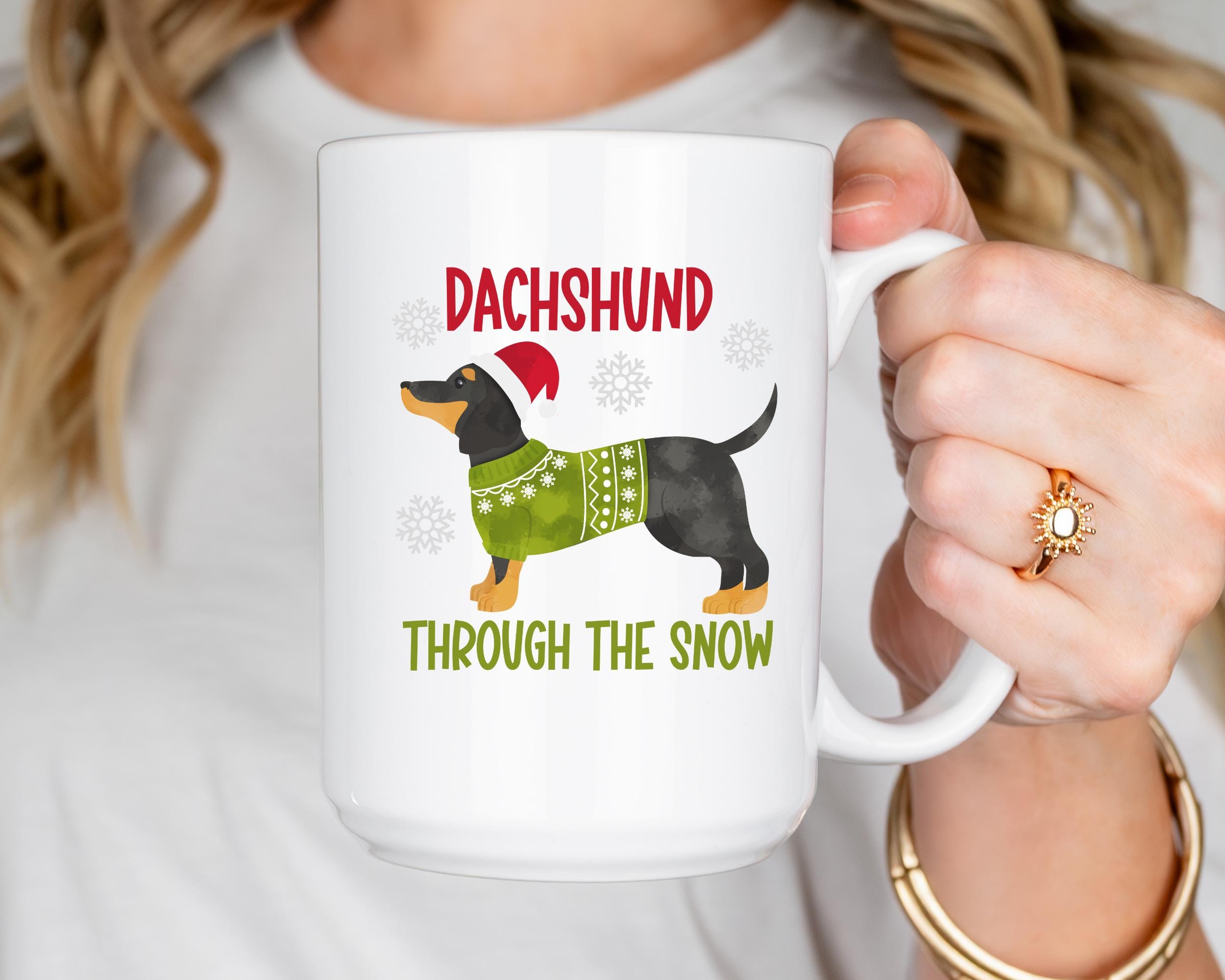 Dachshund Through the Snow Mug, Personalized Dachshund Dog Mug, Dog Mom ...