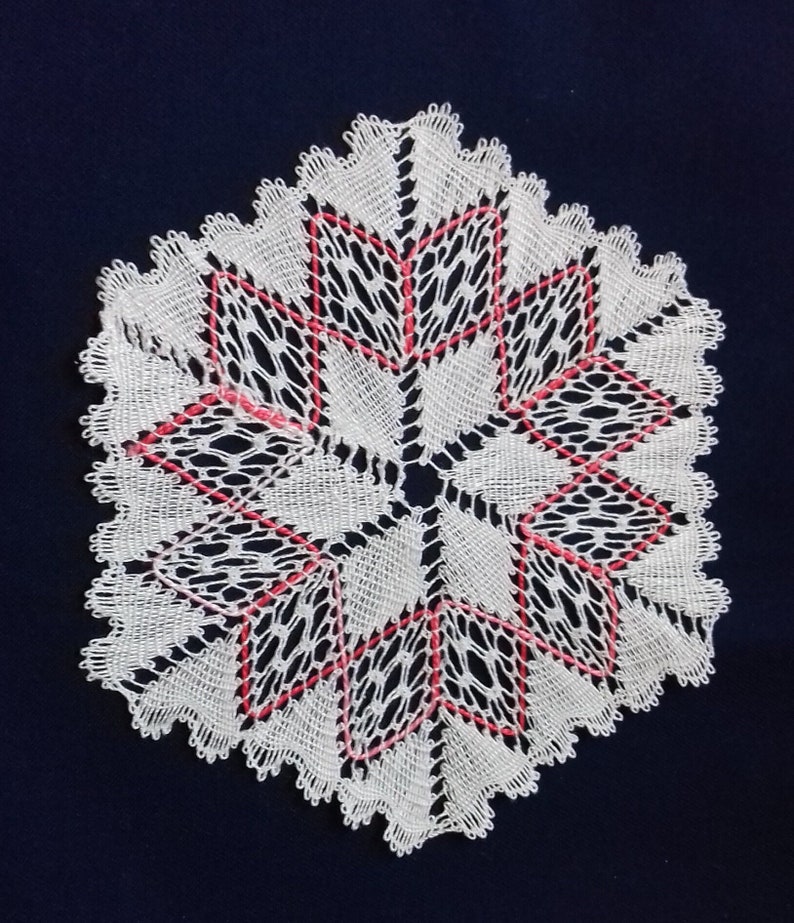 Bobbin Lace PDF Pattern for a Hexagon Motif With Heart-shaped Fans ...