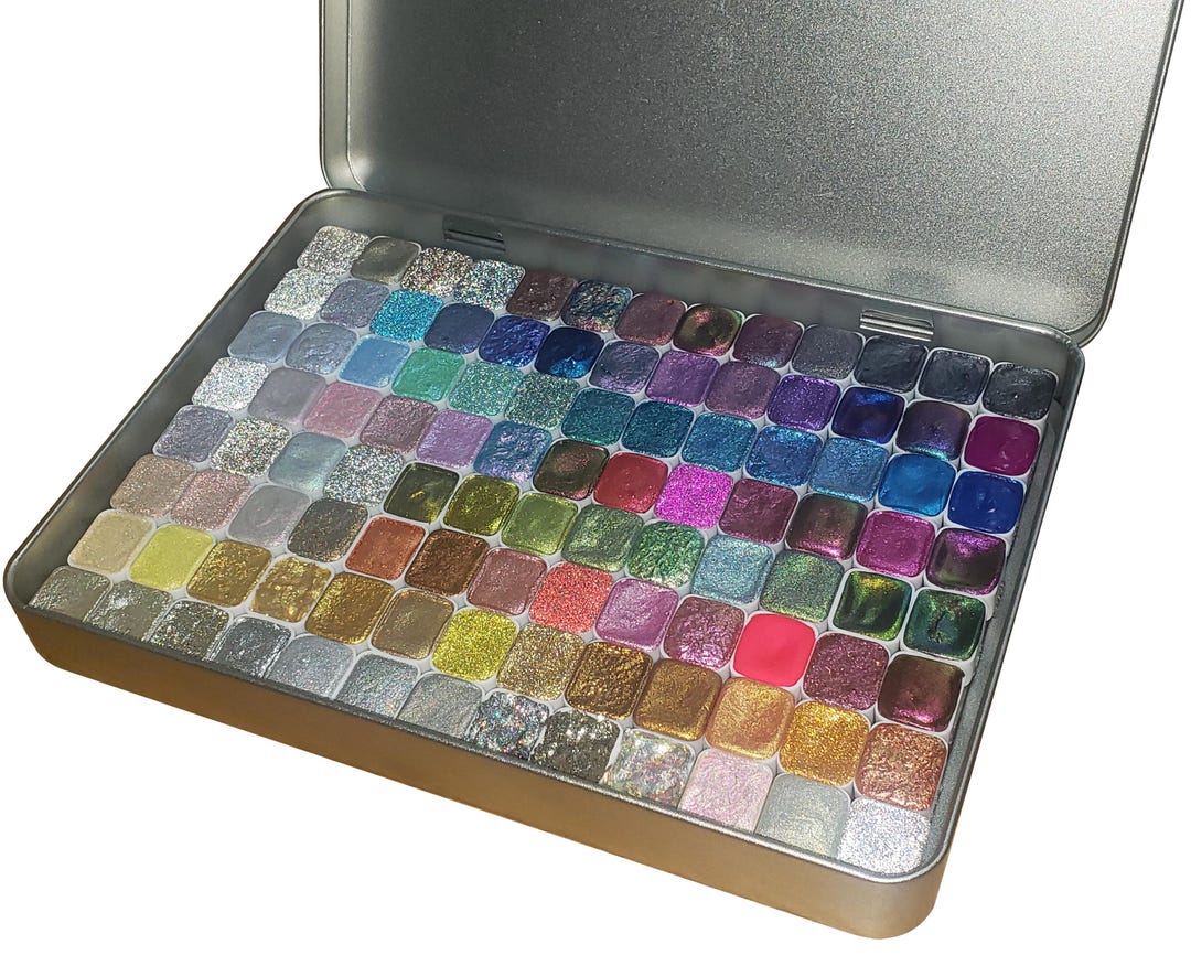 Huge Paint Set - 104 Colours - Handmade Metallic Shimmer Watercolour ...