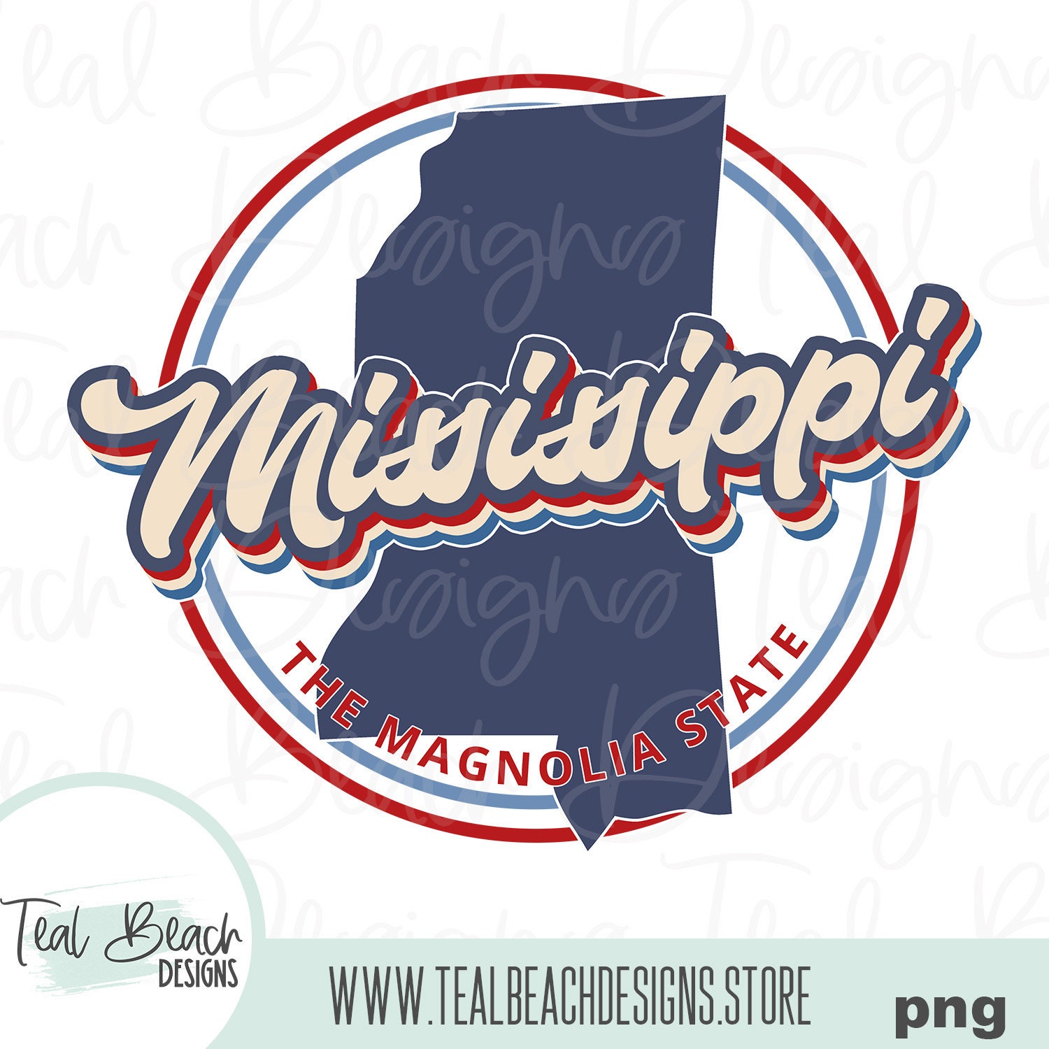 Retro Mississippi the Magnolia State Digital Png File - Etsy