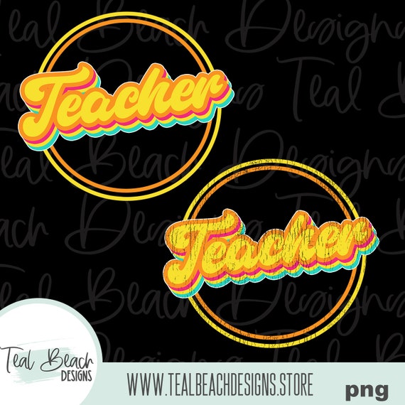 Teacher Retro Plain & Vintage Look Digital Png File | Etsy
