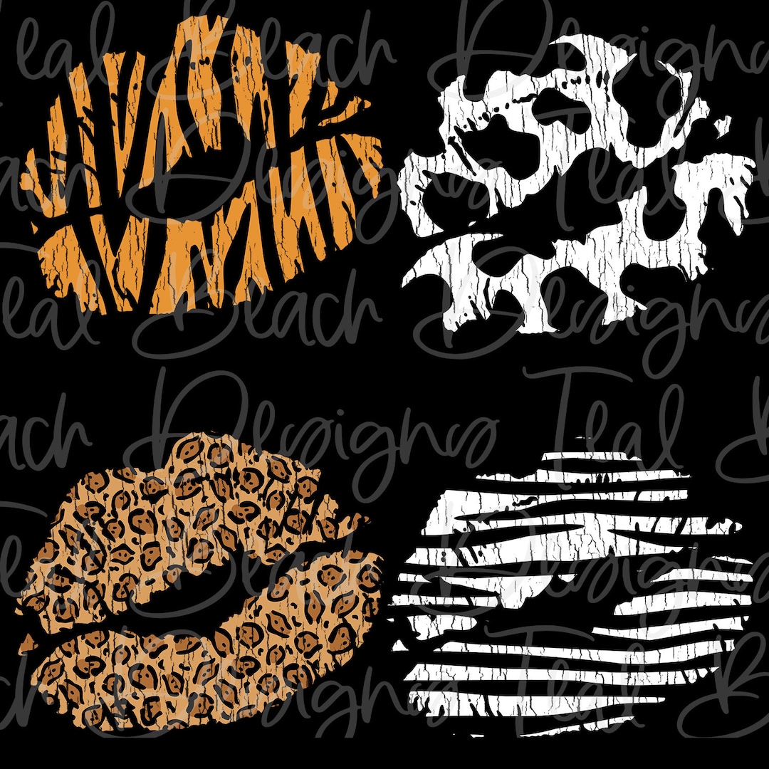 Animal Print Vintage Look Lips - Tiger - Leopard - Cow - Zebra ...