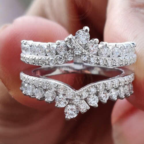 Moissanite Women's Vintage Enhancer Wedding Ring Band - Etsy