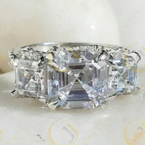 Asscher Cut Moissanite Rings - Etsy