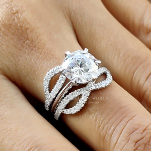 Infinity Twisted Enhancer Ring Band, Round Moissanite Women's Curve ...
