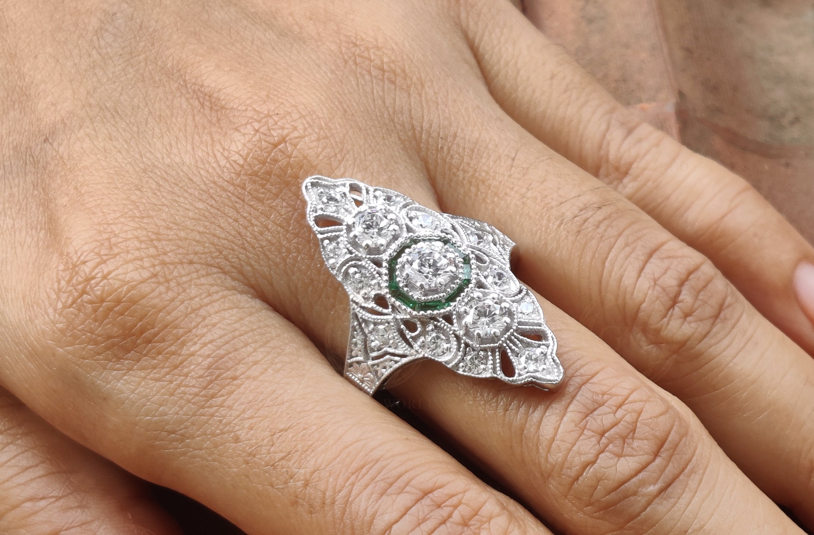 Art Deco Engagement Ring Vintage Women Ring Sterling Silver - Etsy