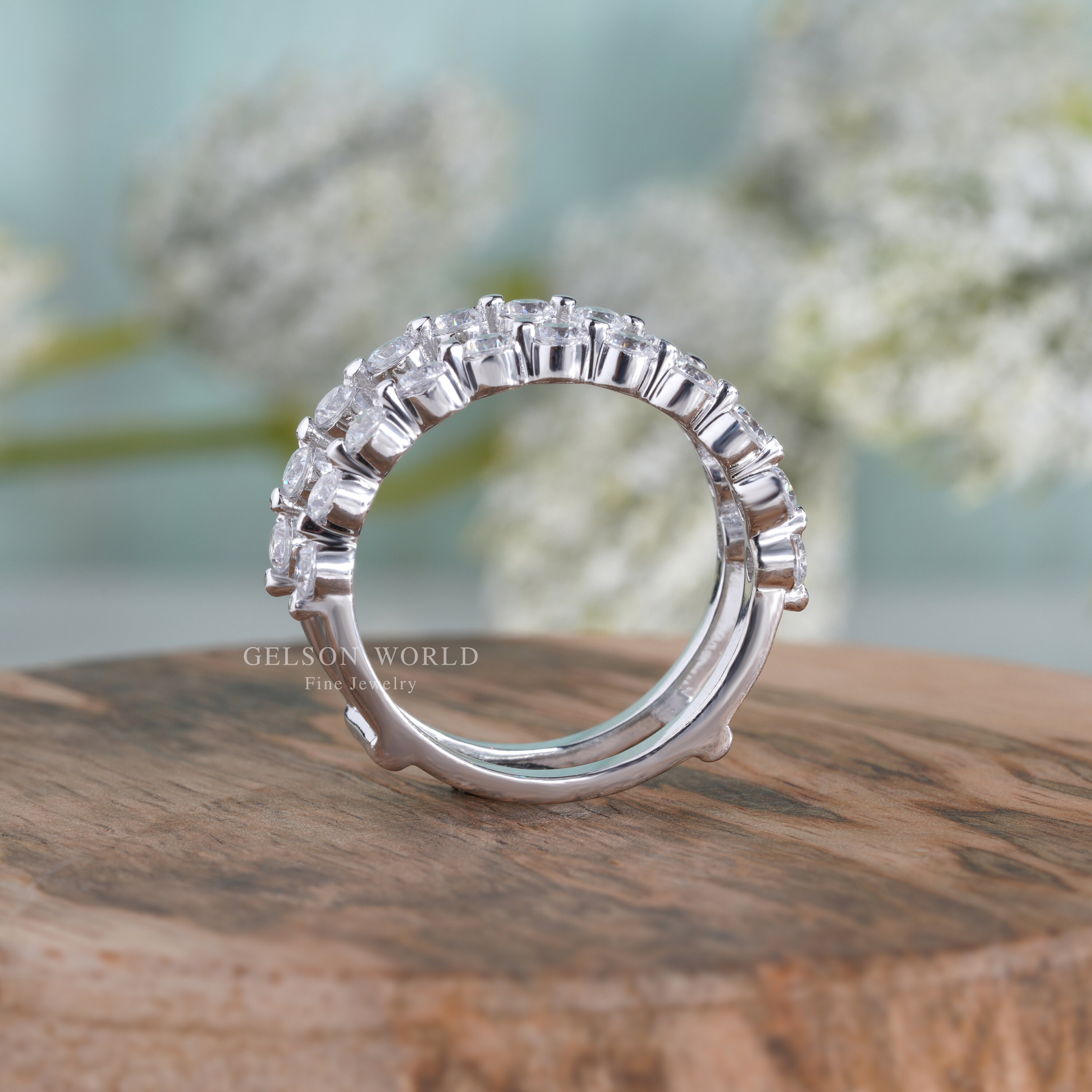 Moissanite Bubble Ring Enhancer, 14K Gold Wedding Guard Band - Etsy