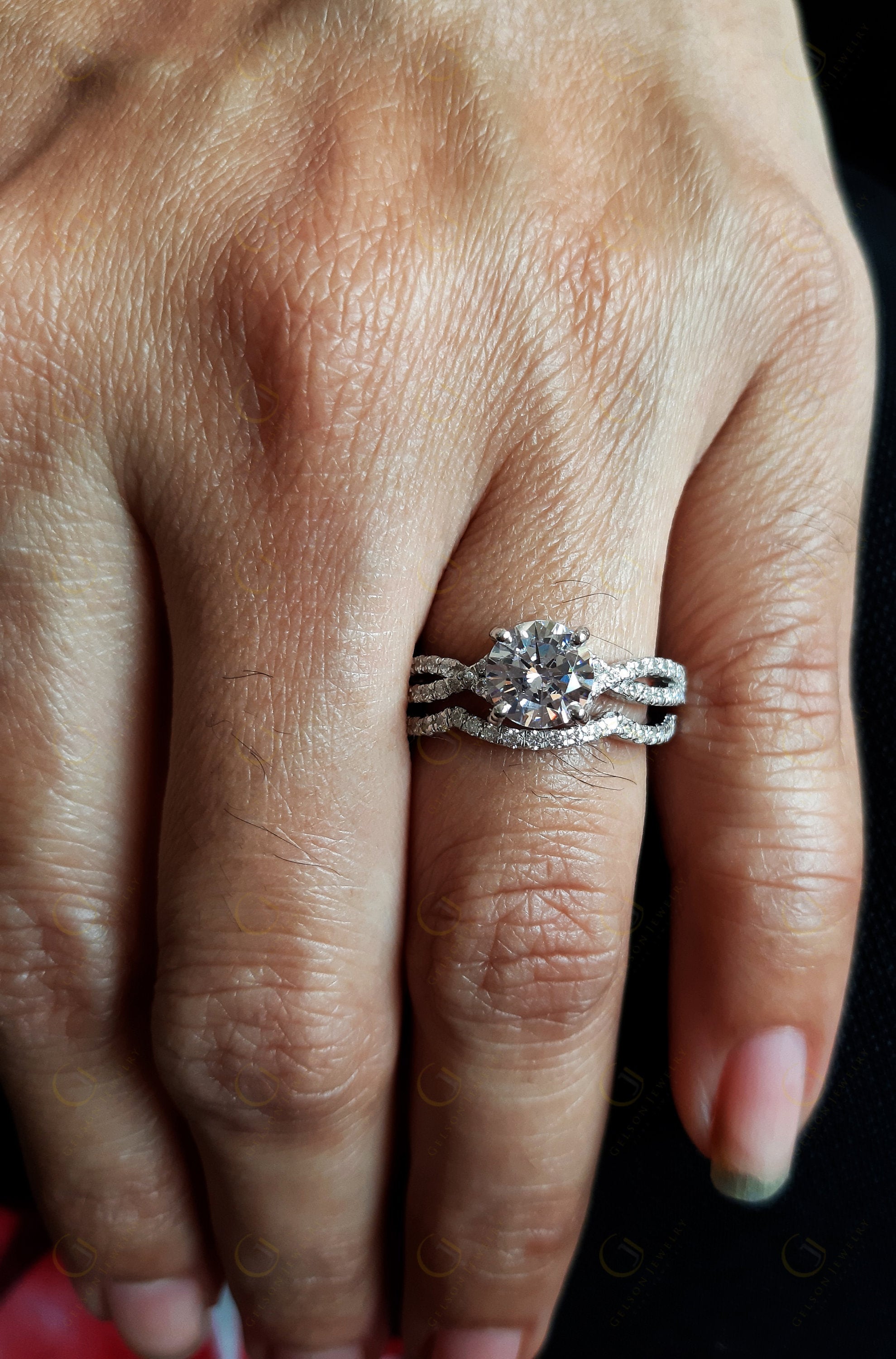 Round Moissanite Twisted Wedding Ring Set Bridal ring Set | Etsy