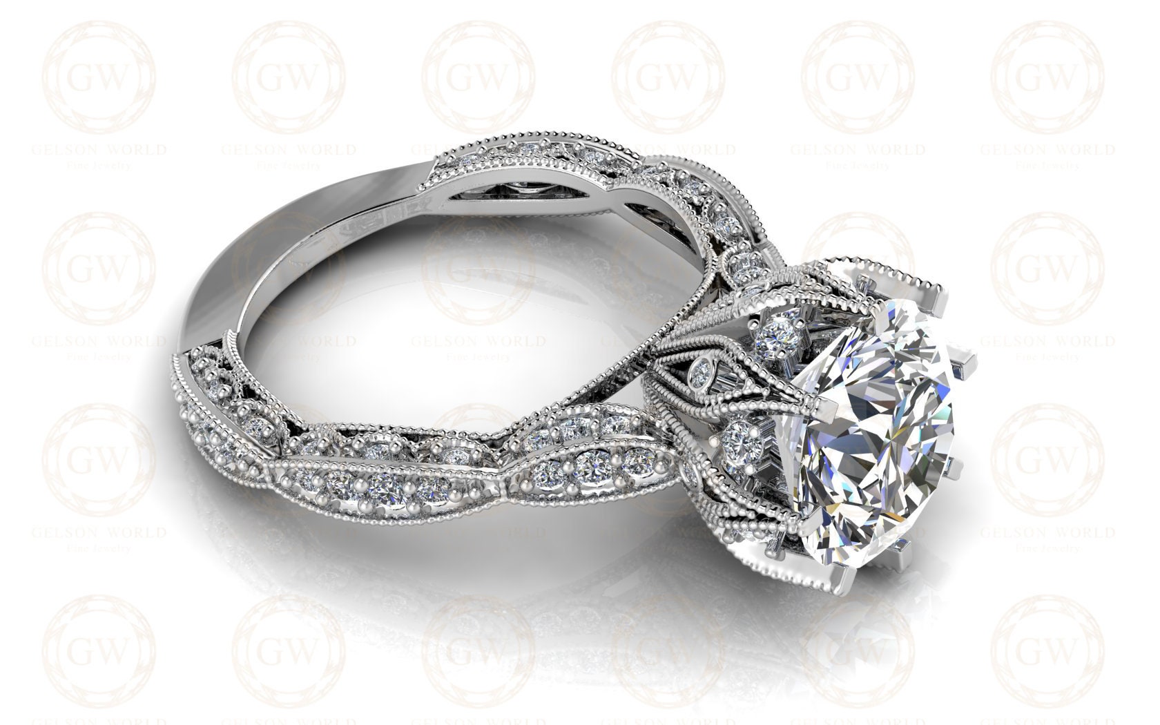 3.60 Tcw Round Vintage Engagement Ring Art deco Antique ring | Etsy