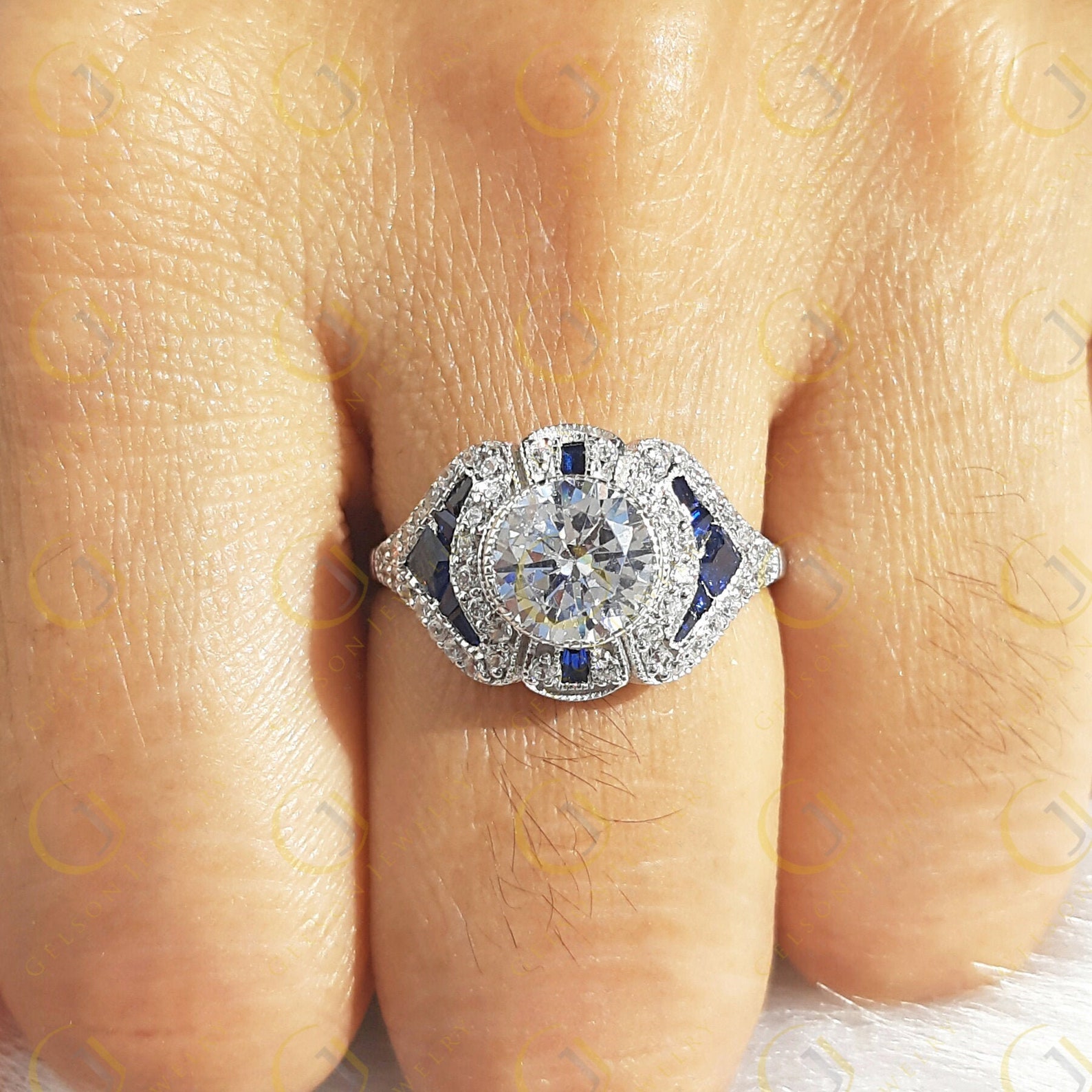 Estate Jewelry / Vintage Engagement Ring for Women / Blue - Etsy