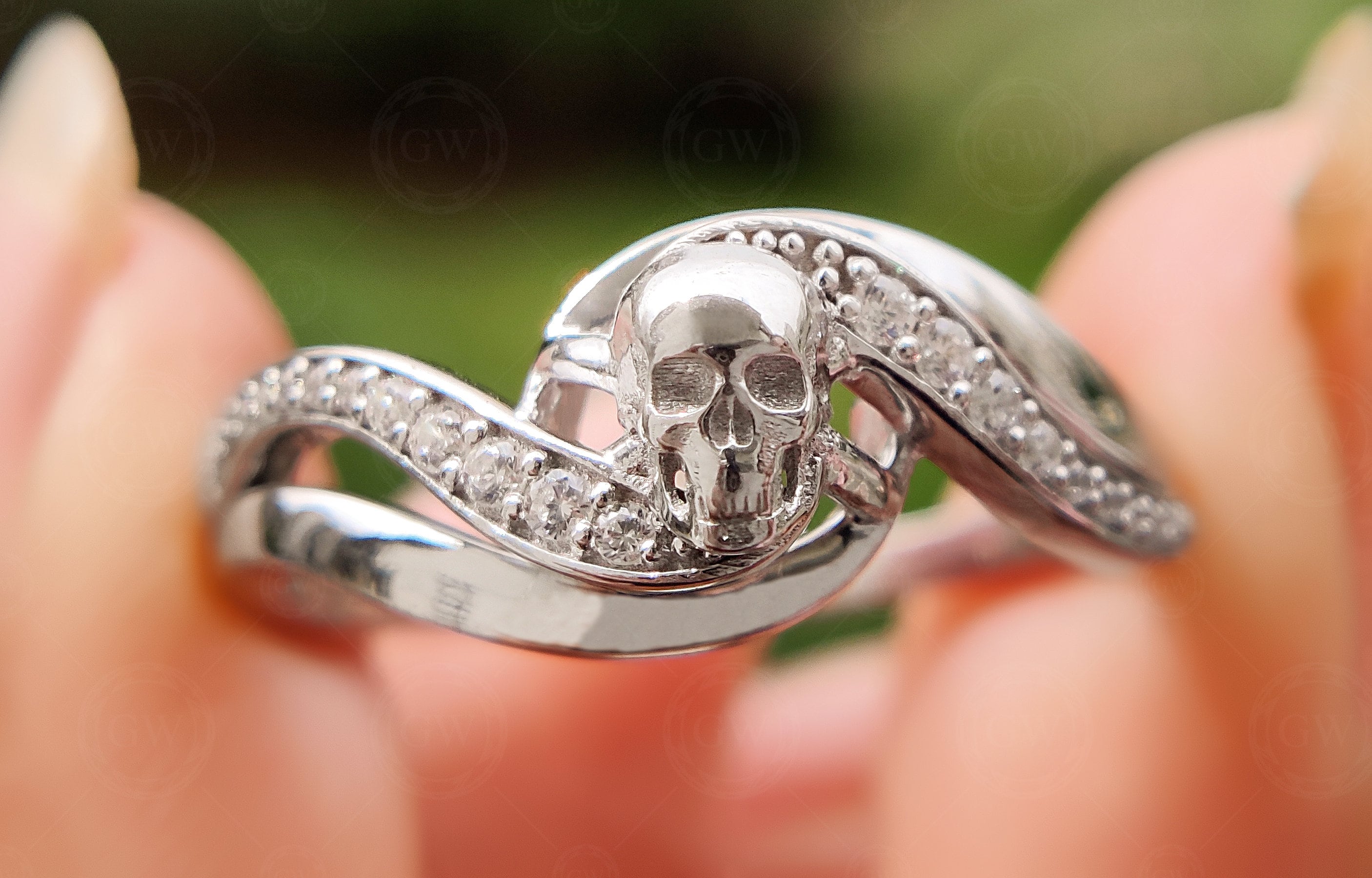 Gothic Skull Moissanite Engagement Ring – 925 Silver Bypass Ring - Etsy