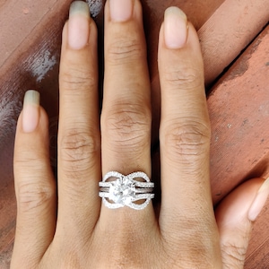 Infinity Twisted Enhancer Ring Band Round Moissanite - Etsy