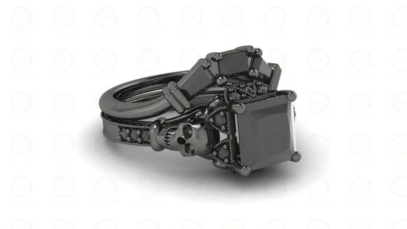 2.90 Ct Gothic Skull Princess Vintage Engagement Wedding Ring | Etsy