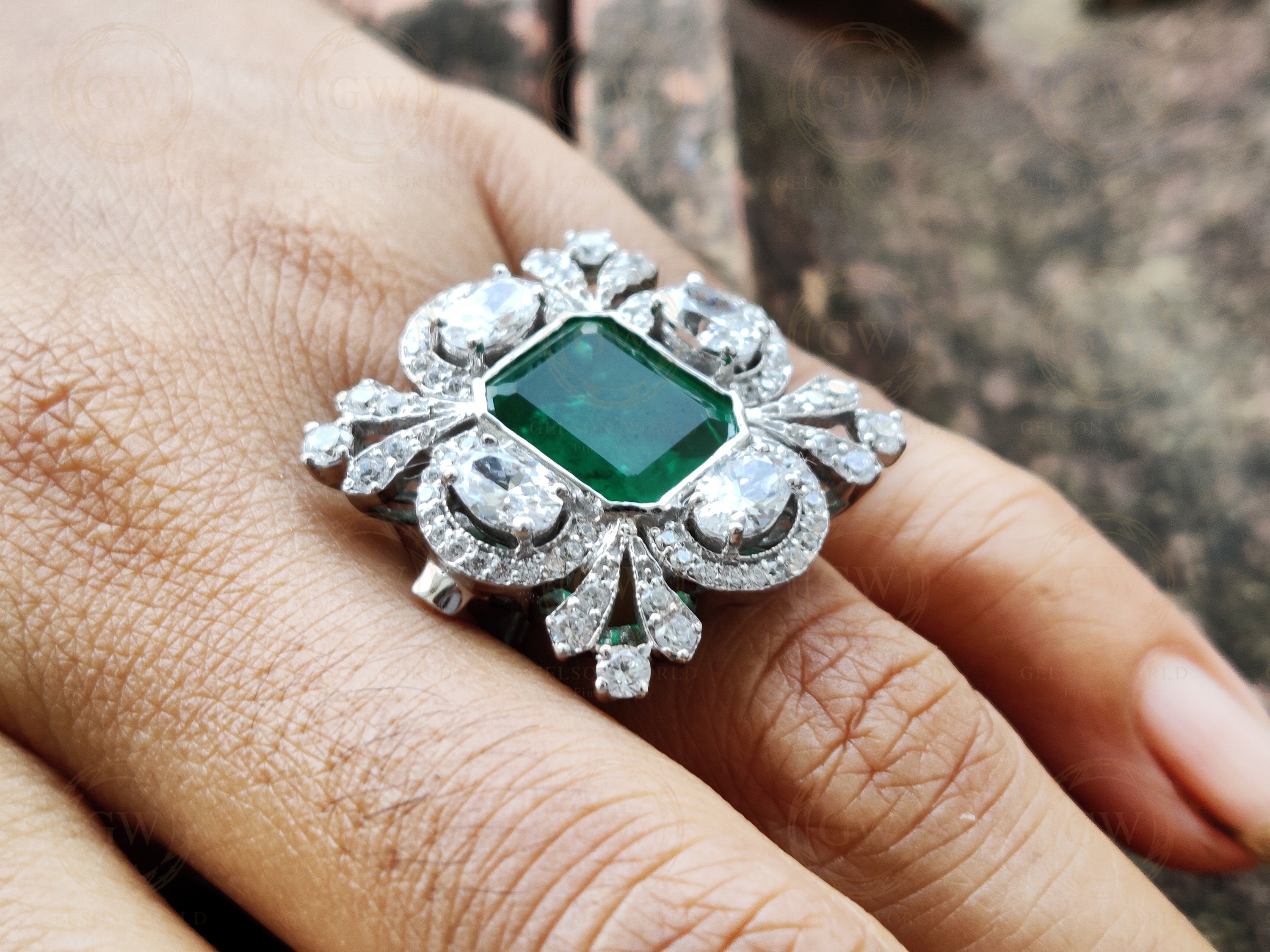 7.15 Tcw Vintage Emerald Estate Ring for Women Cocktail Ring - Etsy ...