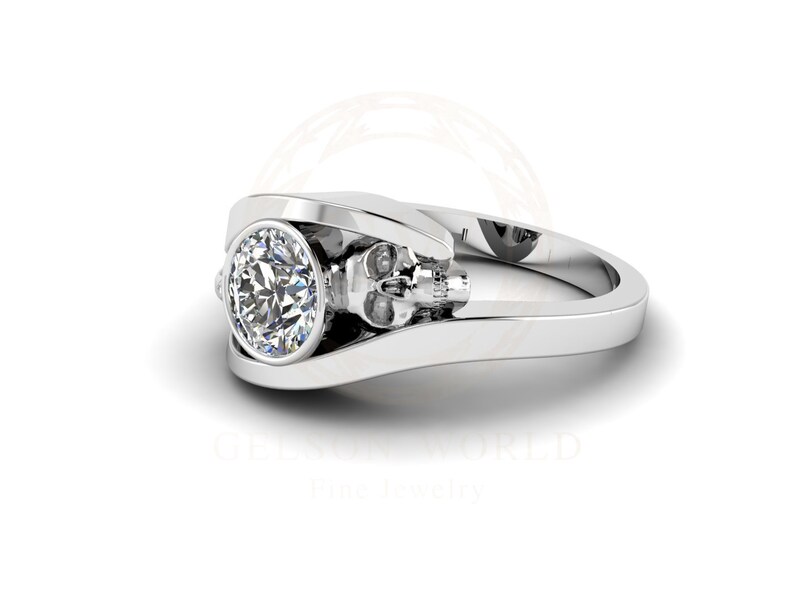 CrossOver Solitaire Ring Two Skull Ring Gothic Engagement | Etsy