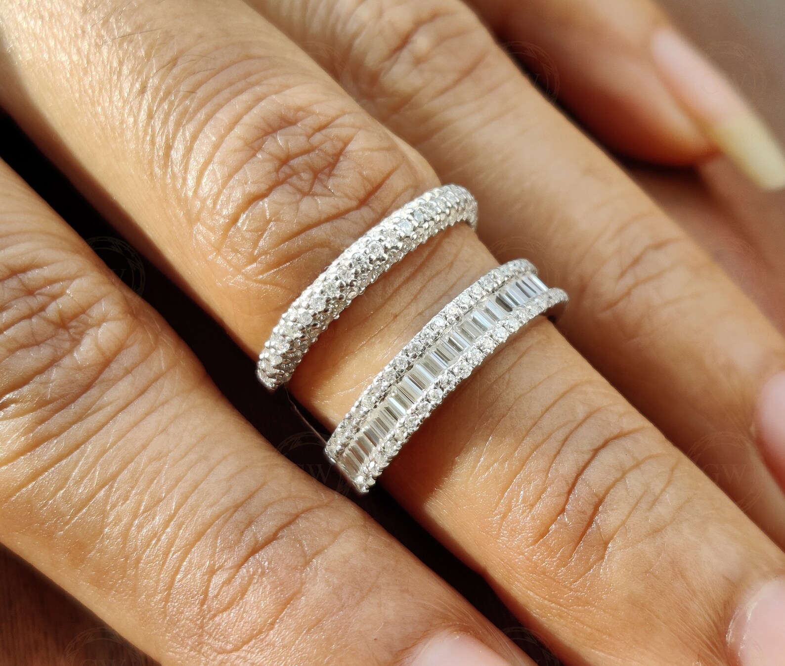 Baguette & Round Moissanite Ring Guard Enhancer Ring Jacket - Etsy
