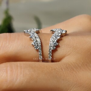 Moissanite Ring Guard, Double V Wedding Band Enhancer, Sterling Silver ...