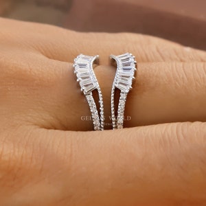 14K Gold Baguette Moissanite Ring Enhancer, Ring Jacket, Vintage Ring ...