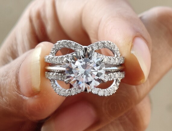 Infinity Twisted Enhancer Ring Band Round Moissanite - Etsy