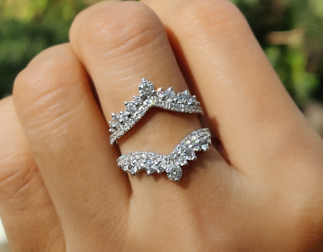 Engagement Ring Jacket Enhancer Double V Shaped Wedding Band - Etsy