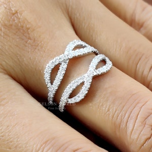Infinity Twisted Enhancer Ring Band, Round Moissanite Women's Curve ...