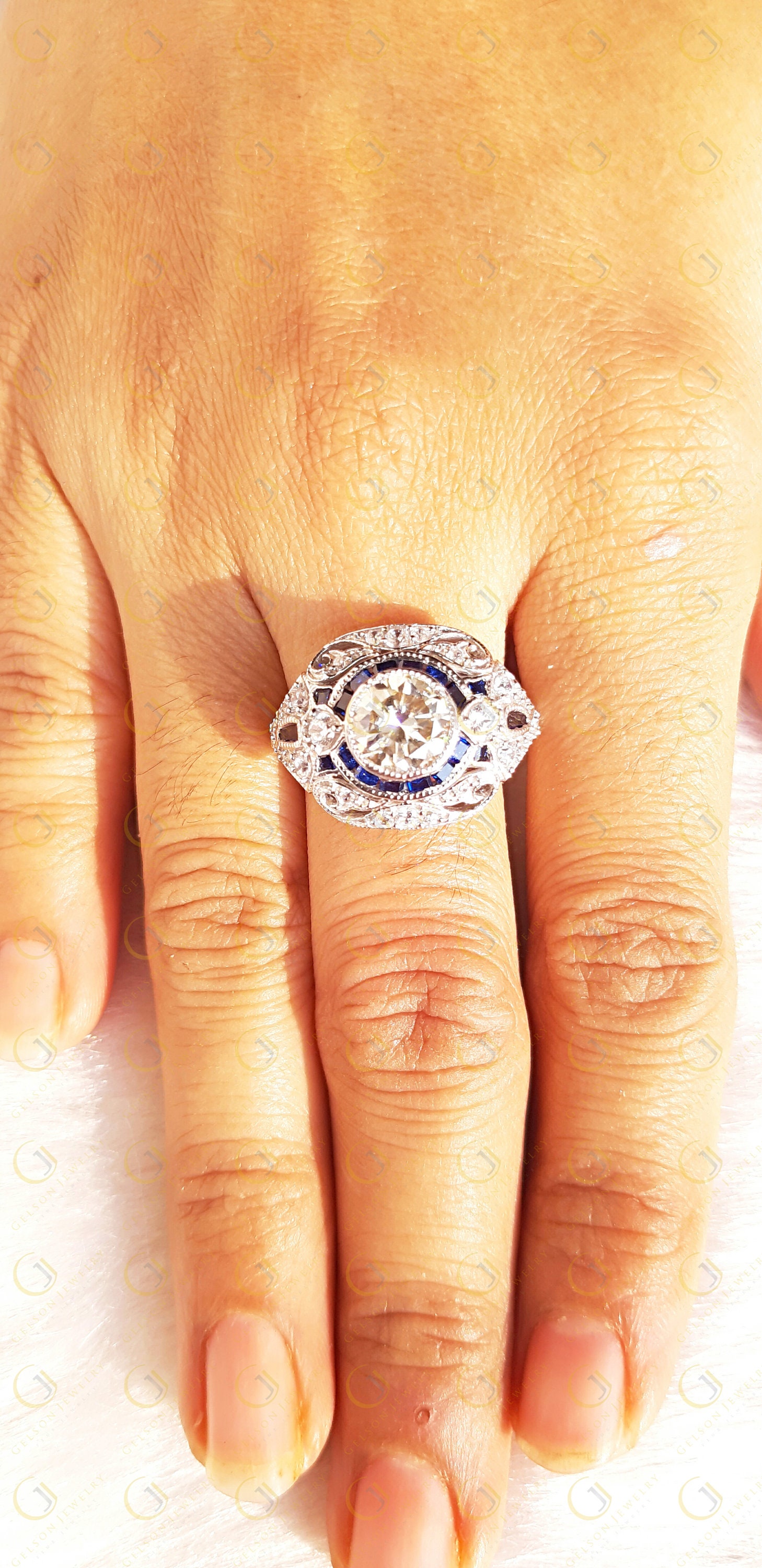 Vintage Style Engagement Ring / Round Cut Moissanite Ring / | Etsy