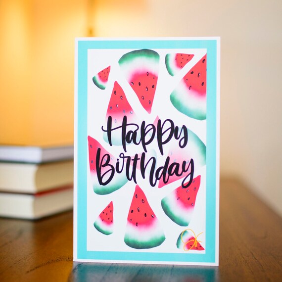 Watermelon Birthday Card - Etsy