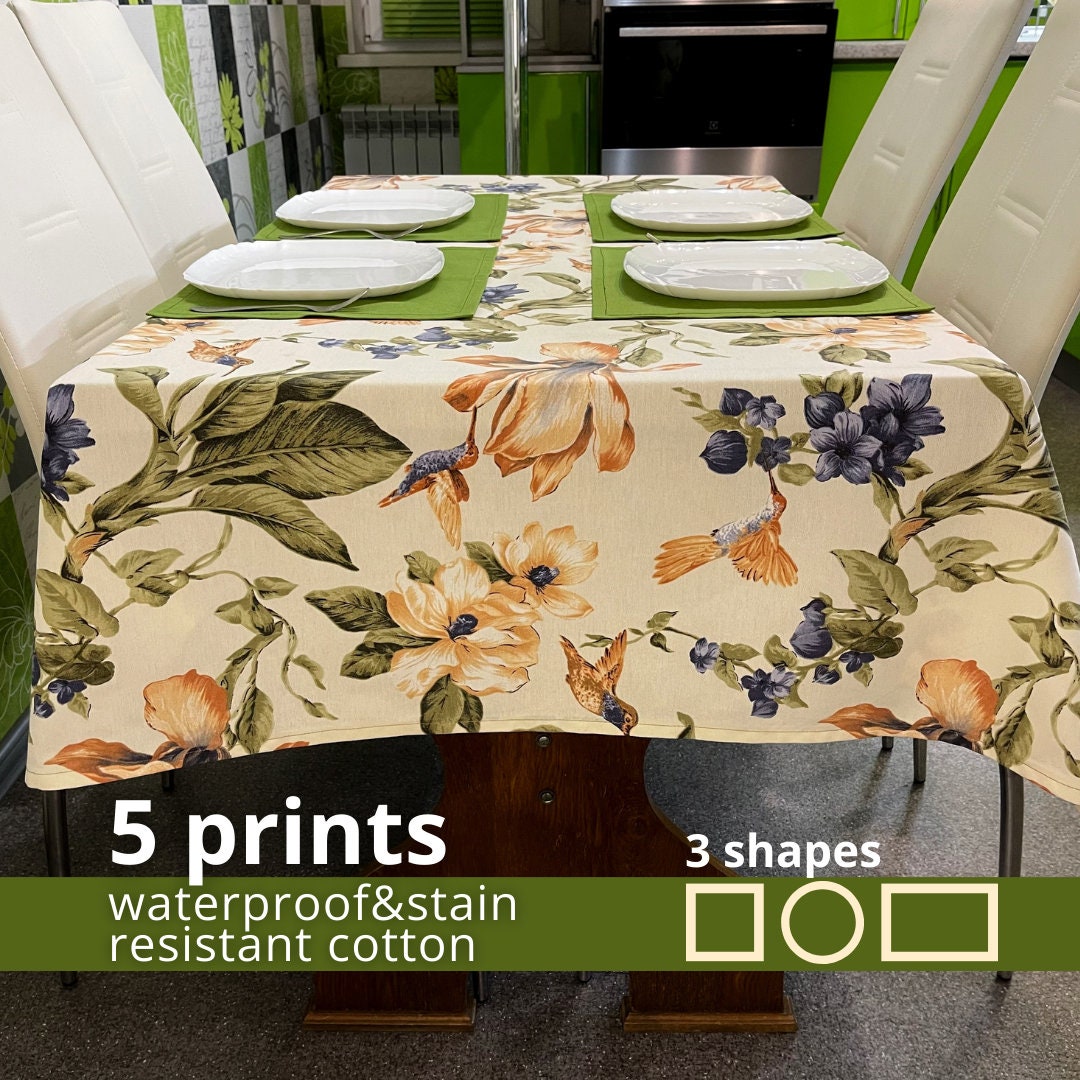Oilcloth Tablecloth Rectangle, Rectangle Easter Tablecloth, Floral ...