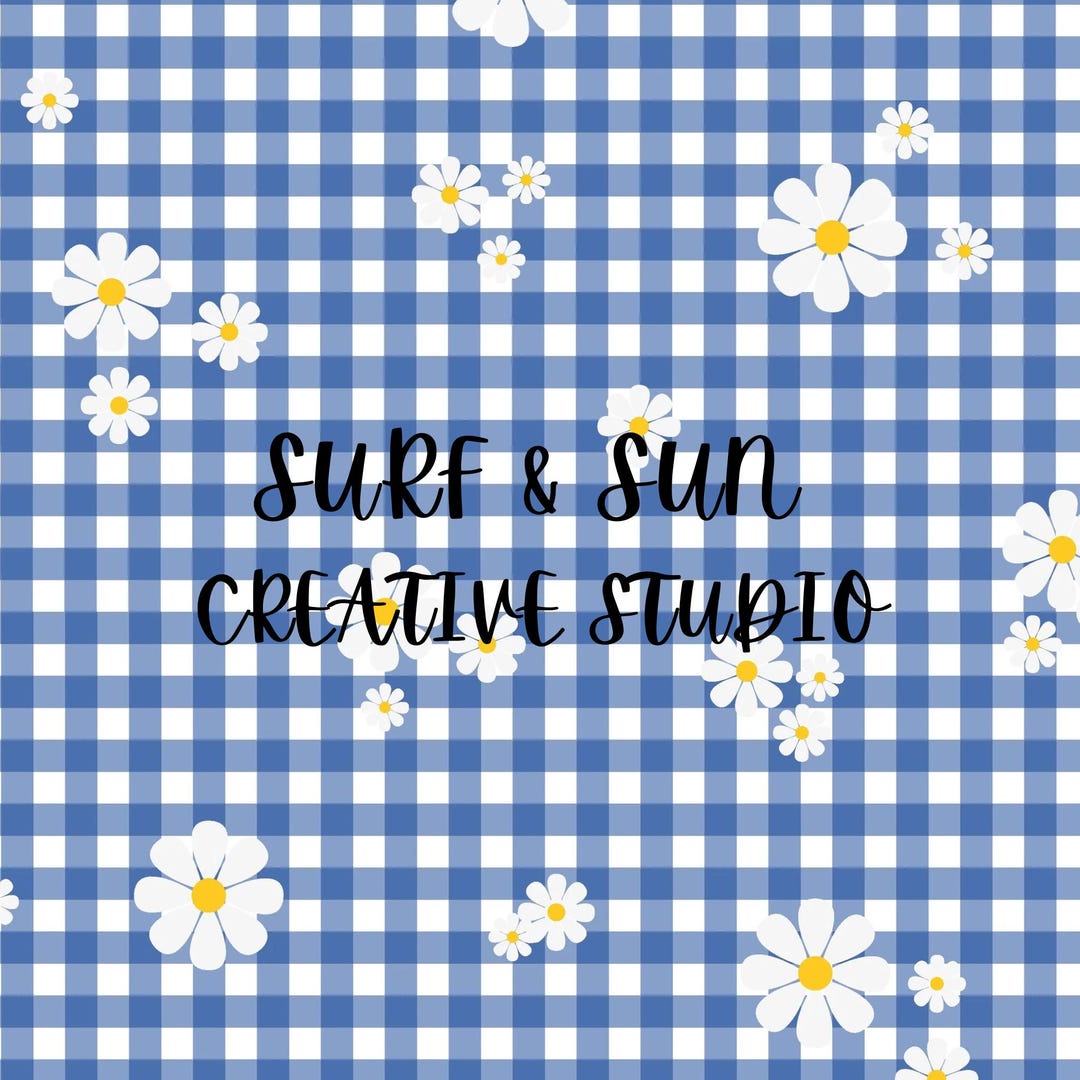 Blue Gingham Floral Seamless Pattern, Floral Blue Gingham Seamless ...