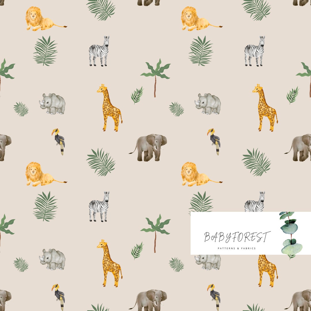 Kids Jungle Safari Seamless Pattern, Seamless Repeat Pattern, Safari ...