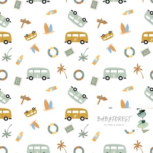 Combo Surf Van Seamless Pattern, Boho Kids Seamless Pattern, Boys ...