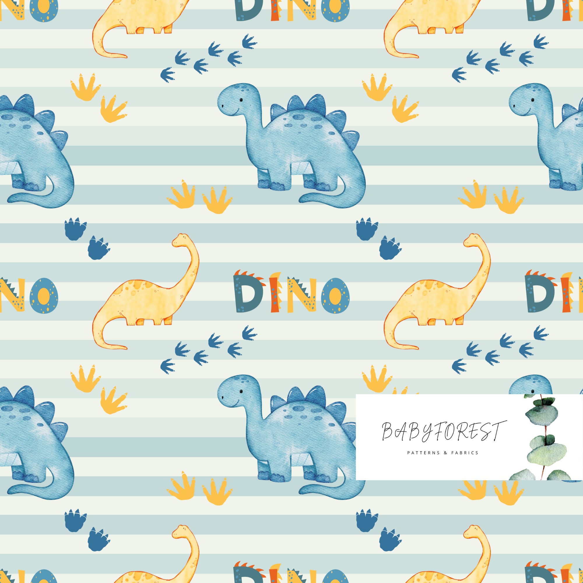 Blue Stripe Dino Seamless Pattern, Dinosaur Seamless Pattern for ...