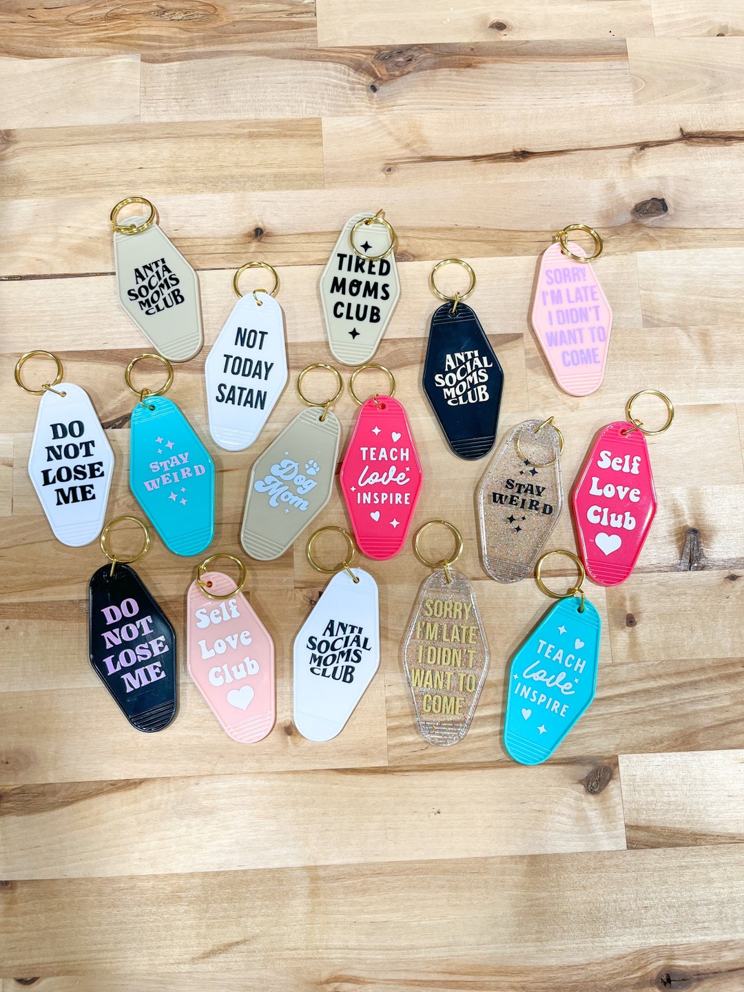 Beige Retro Motel Keychains, Cute Motel Keychains, Motel Keychains ...